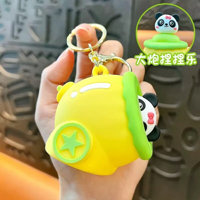 Милый брелок в виде пушечного животного, мультяшная кукла, брелок для рюкзака в виде милой пары, брелок-панда.