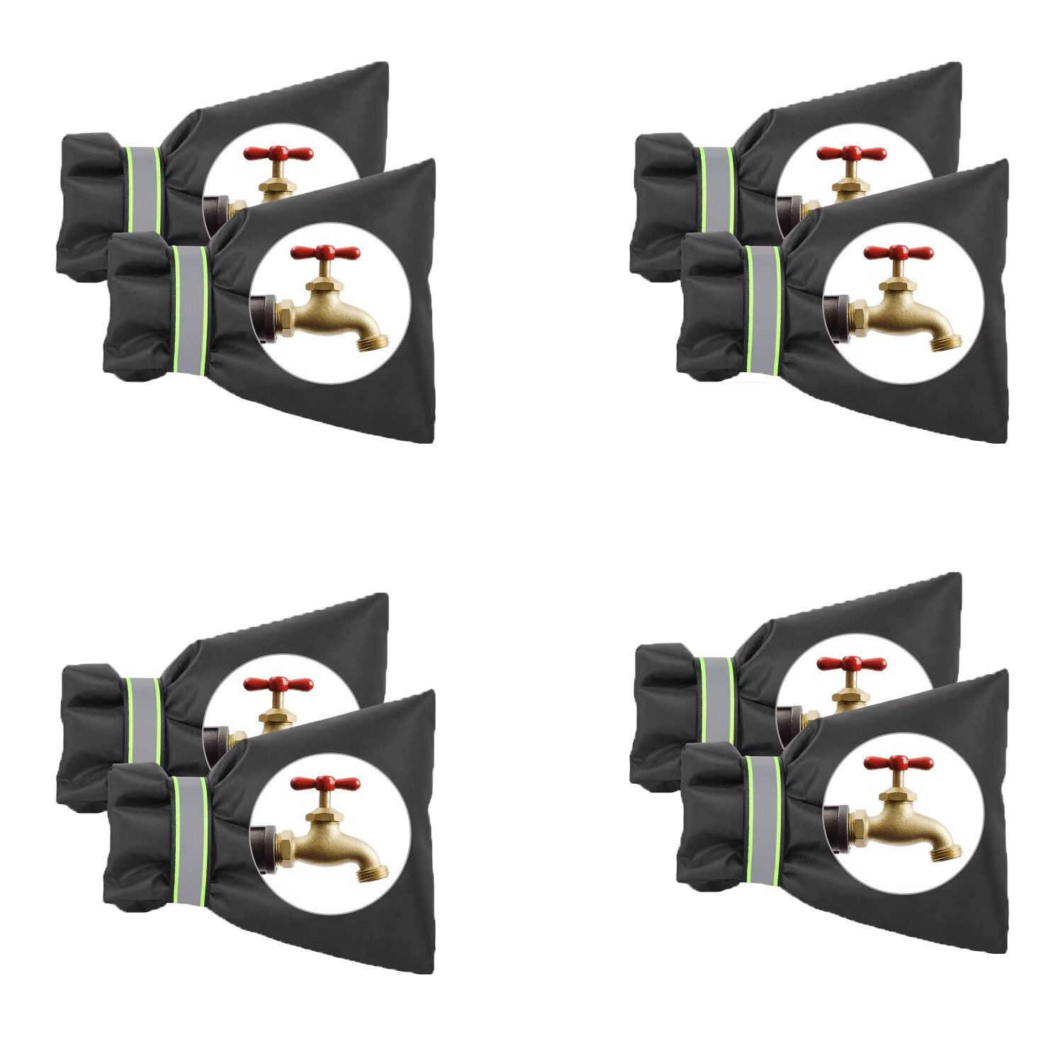 Защитная оболочка для кранов с рефлексивной лентой для утепления от замерзания на улице зимой 22*18 см (черный 8 пар)