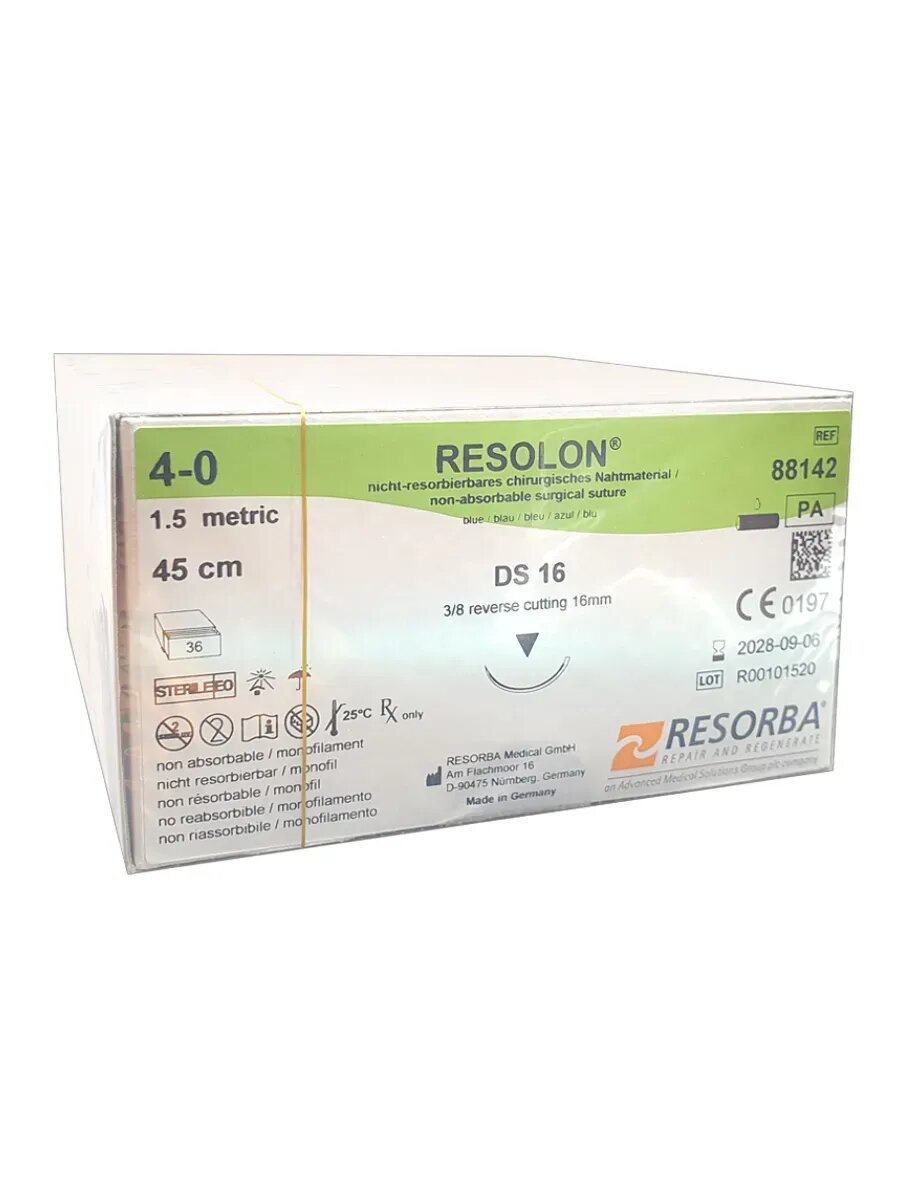 Шовный материал Резолон DS 16, 4-0 USP, 0.45 m, 36 шт