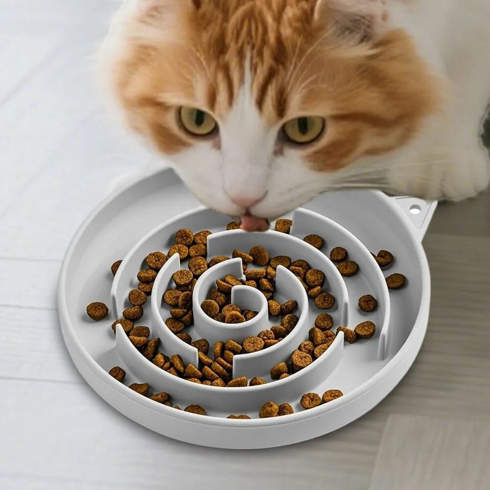 Миска Для Животных, Миска Кошачьего Корма, Противоскользящая Пластина В Форме Лабиринта, Легко Моется