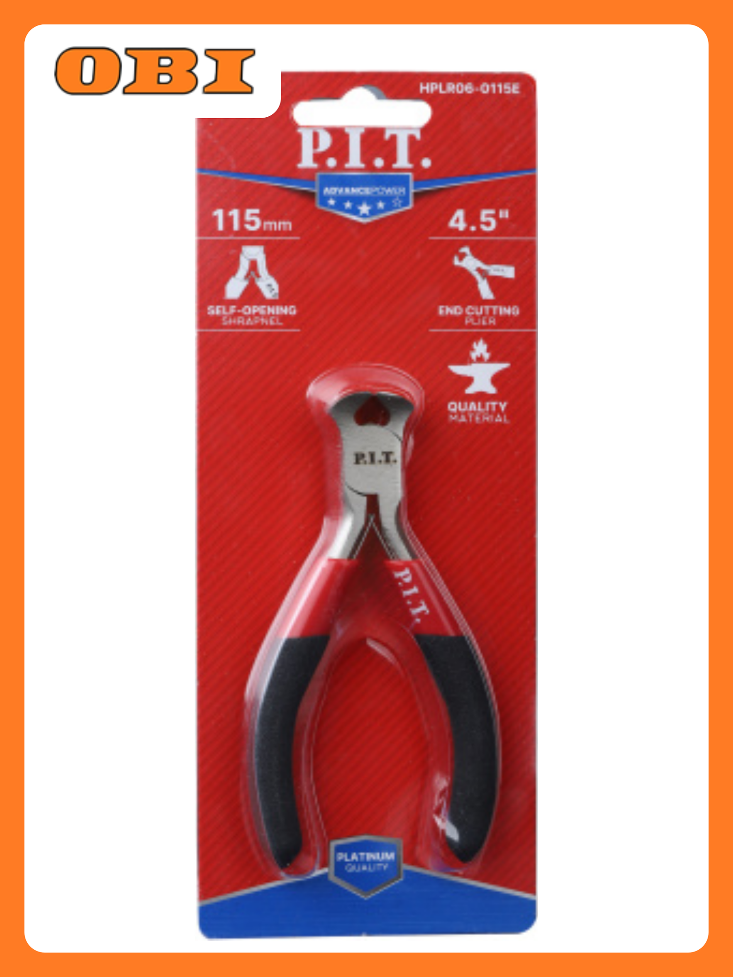 Кусачки P.I.T. HPLR06-0115E, торцевые, хромованадиевые, никелированные, 115мм