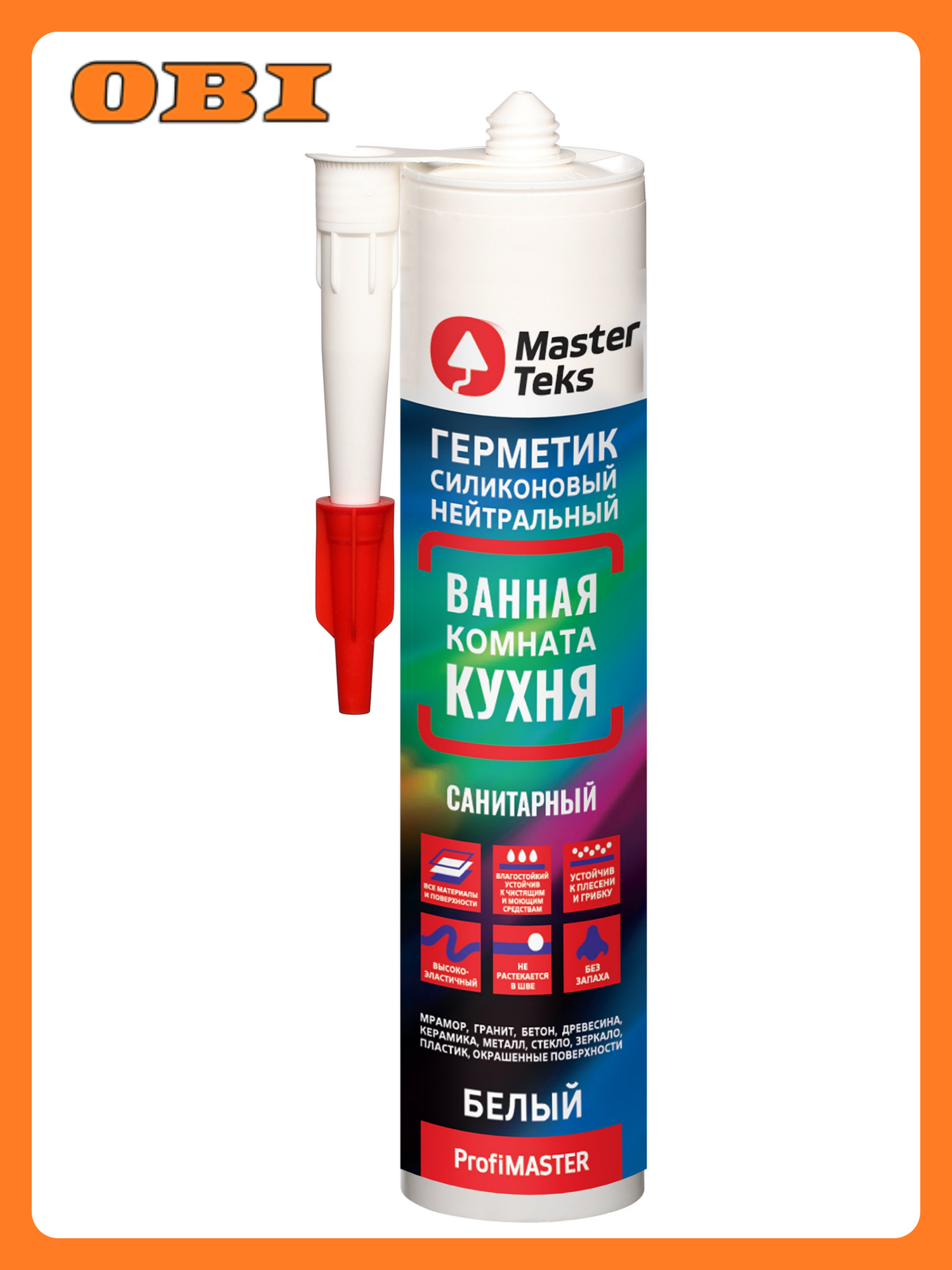 MasterTeks PM герметик силиконовый нейтральный ванная комната кухня 280 мл белый