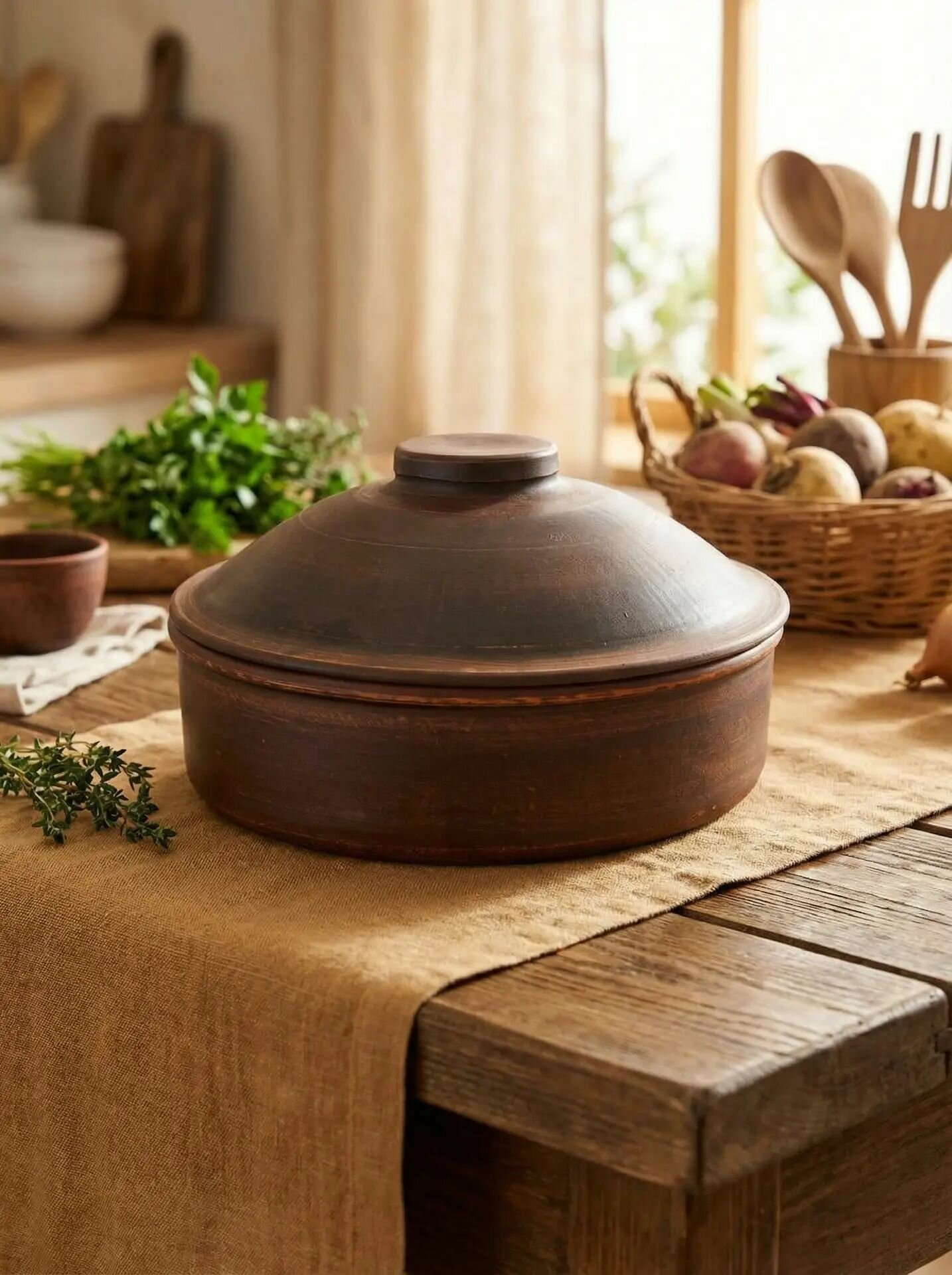 Сковорода №2, 4л, красная глина