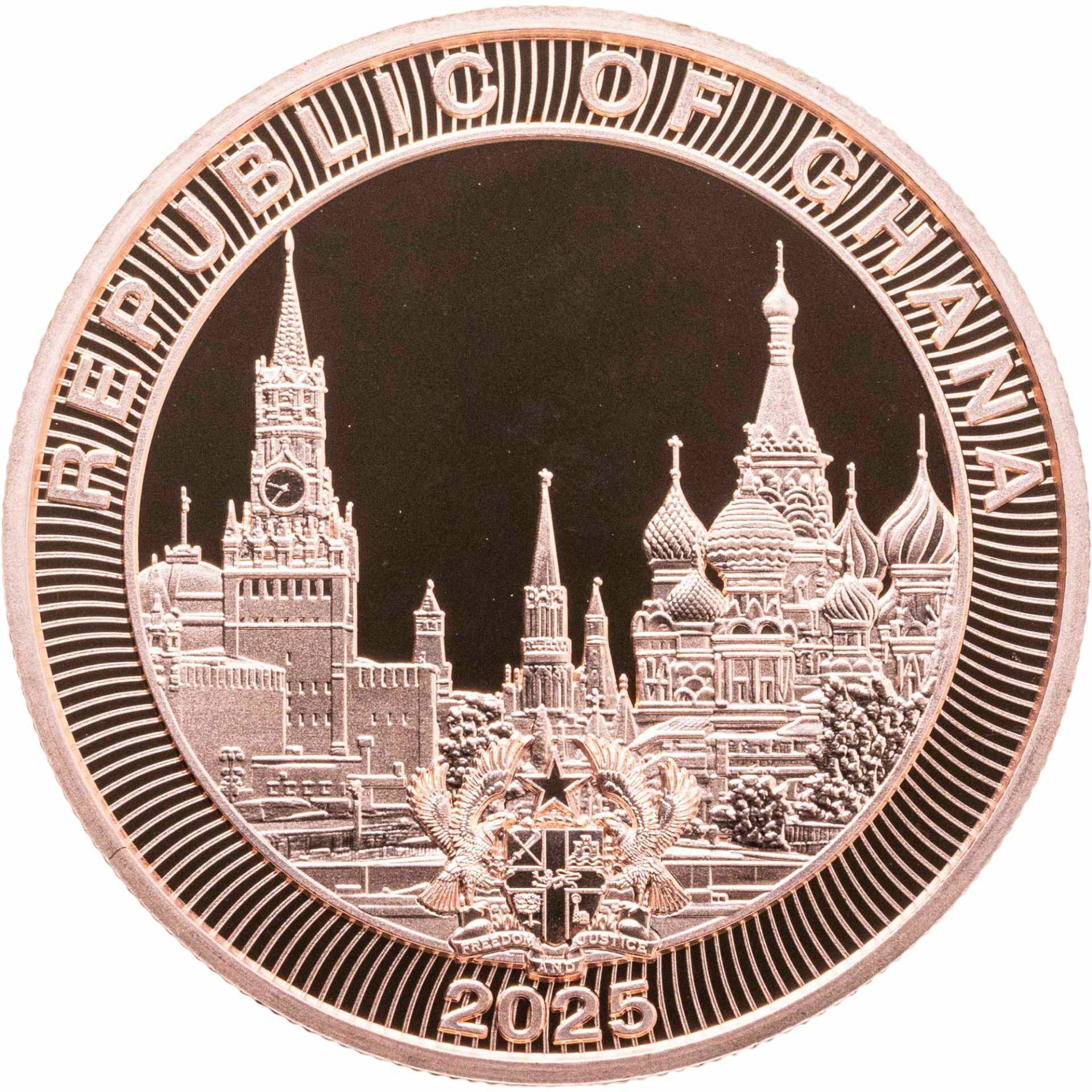 Гана 1 Седи 2025 " Красная площадь, Москва" в коинкарте, Медь, в сохранности Proof