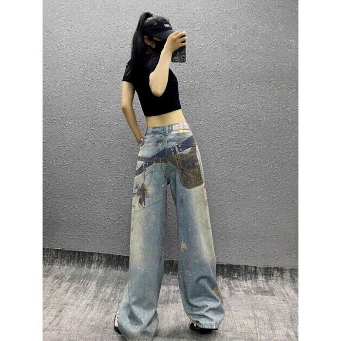 Комфортные JYL Джинсы для спортивных девушек Просторные Легкие Эластичные хлопковые, Размер_XL