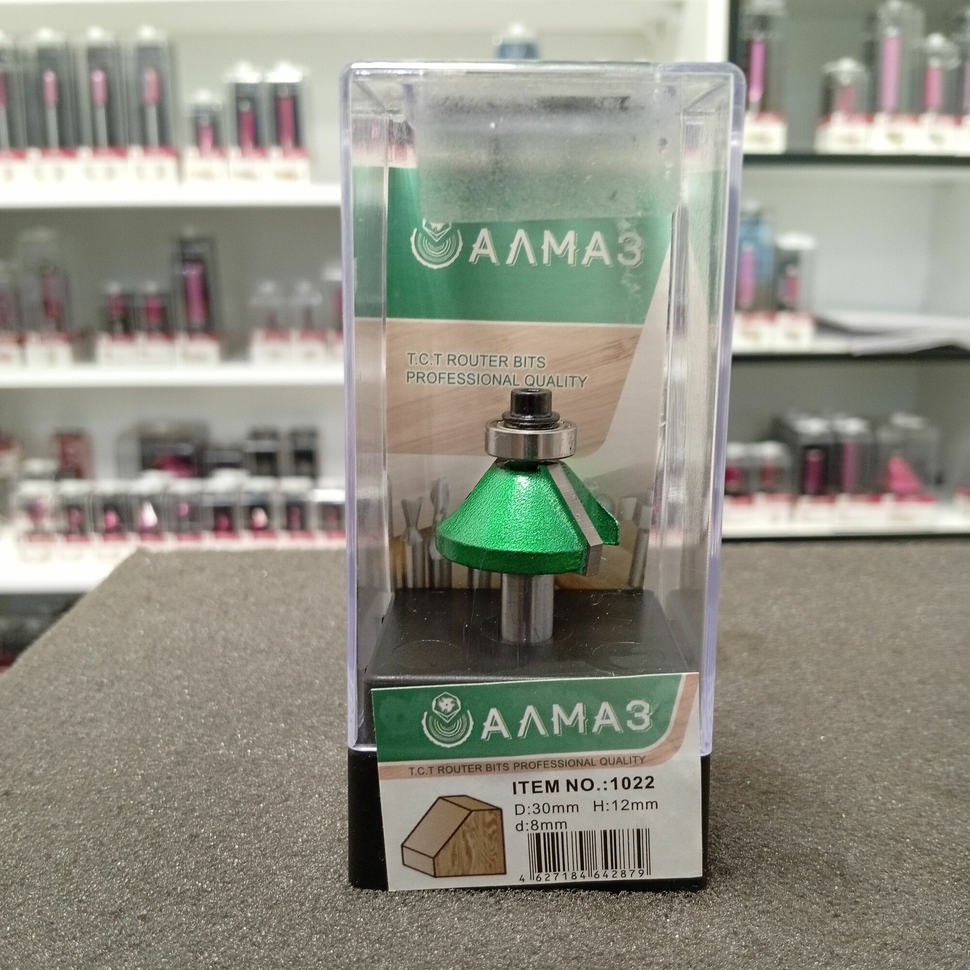 Фреза конусная с подшипником алмаз 1022 D:30mm I:12 mm d:8mm