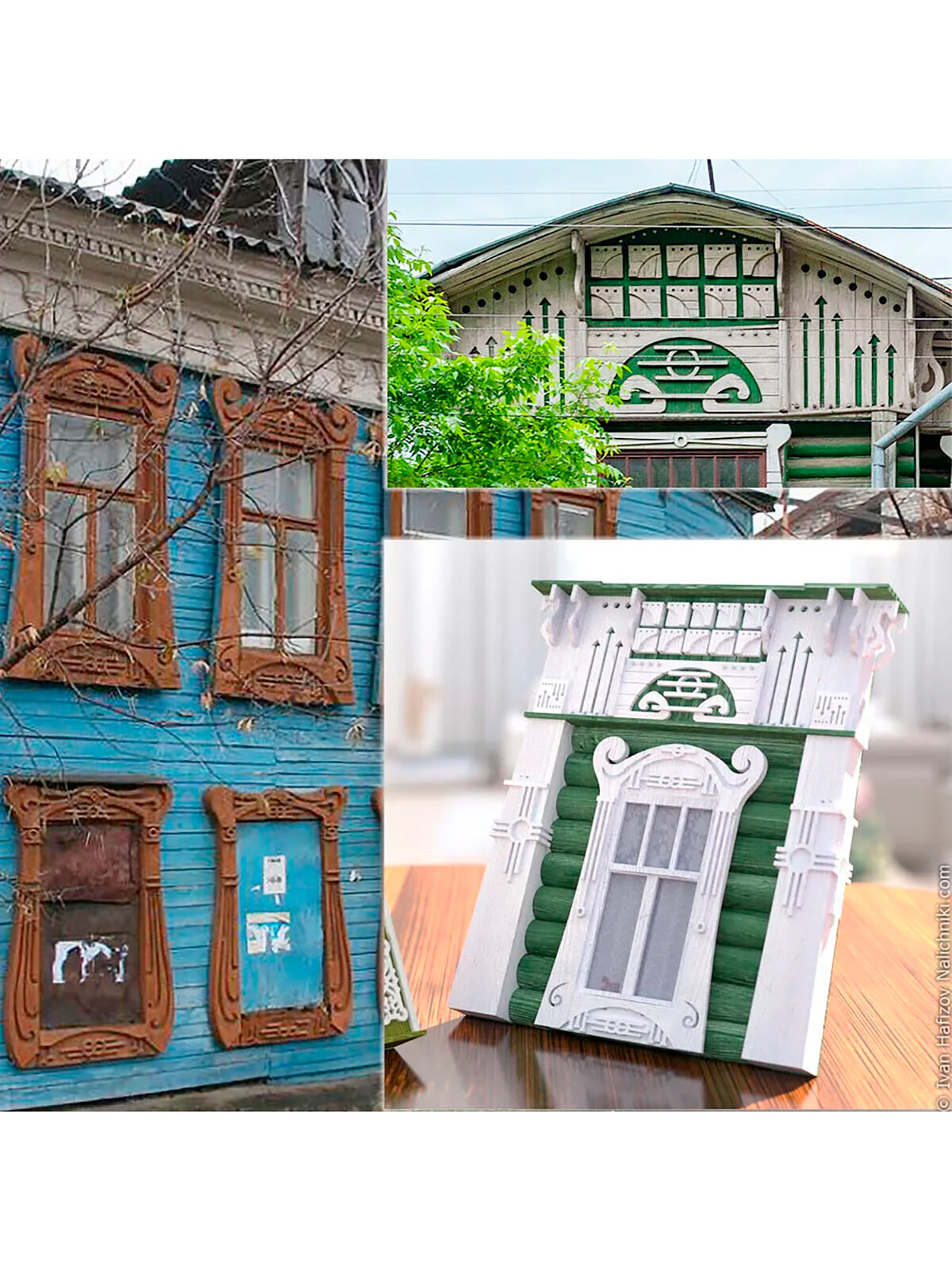 Сборная модель резного наличника из Ростова "Модерн" с красками и клеем, 190 деталей, 280х70х280, М.1:12, Россия