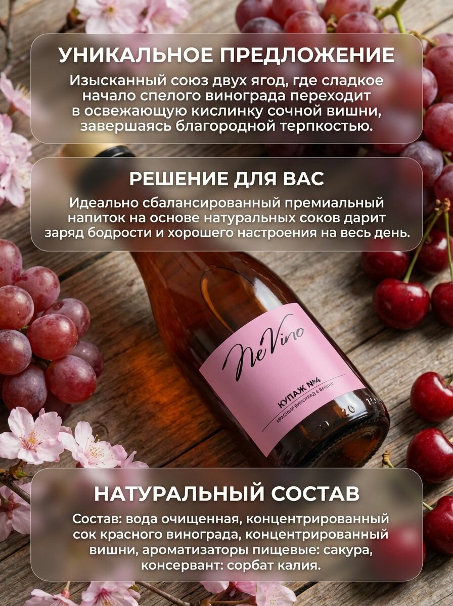 (2шт) Купаж №4 красный виноград & вишня, NeVino, 200 мл