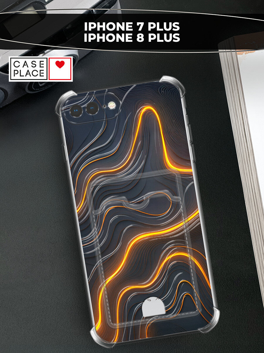 Чехол на Apple iPhone 7 Plus/8 Plus (Айфон 7 Плюс/8 Плюс) с картой и принтом Золотая река 3