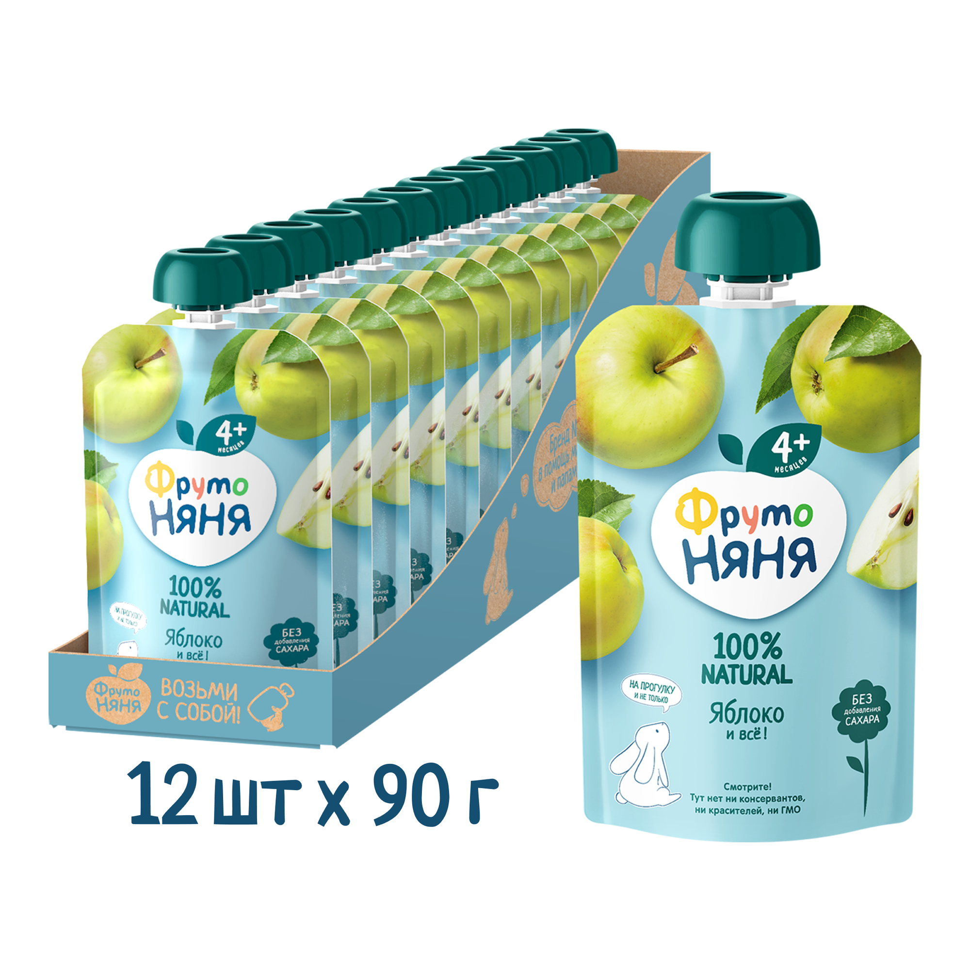 Пюре ФрутоНяня из яблок, с 4 месяцев, 90 г, 12 шт.