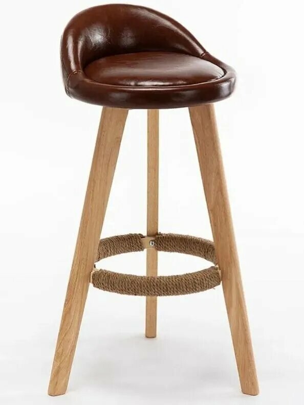 Барный стул, полубарный, коричневый, PUкожа, мягкая спинка, 37x39x60 см