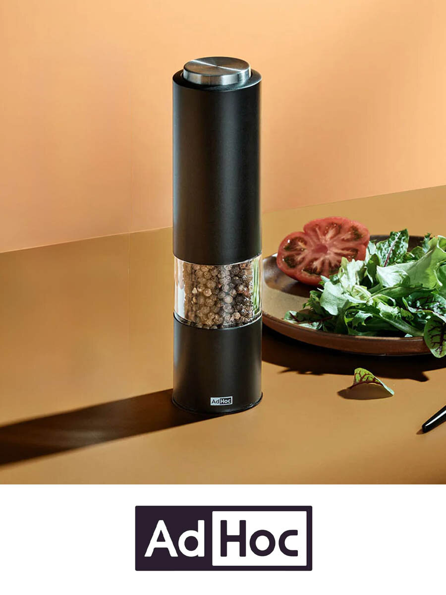 Мельница электрическая Adhoc Tropica Black для перца и соли, 1 шт.