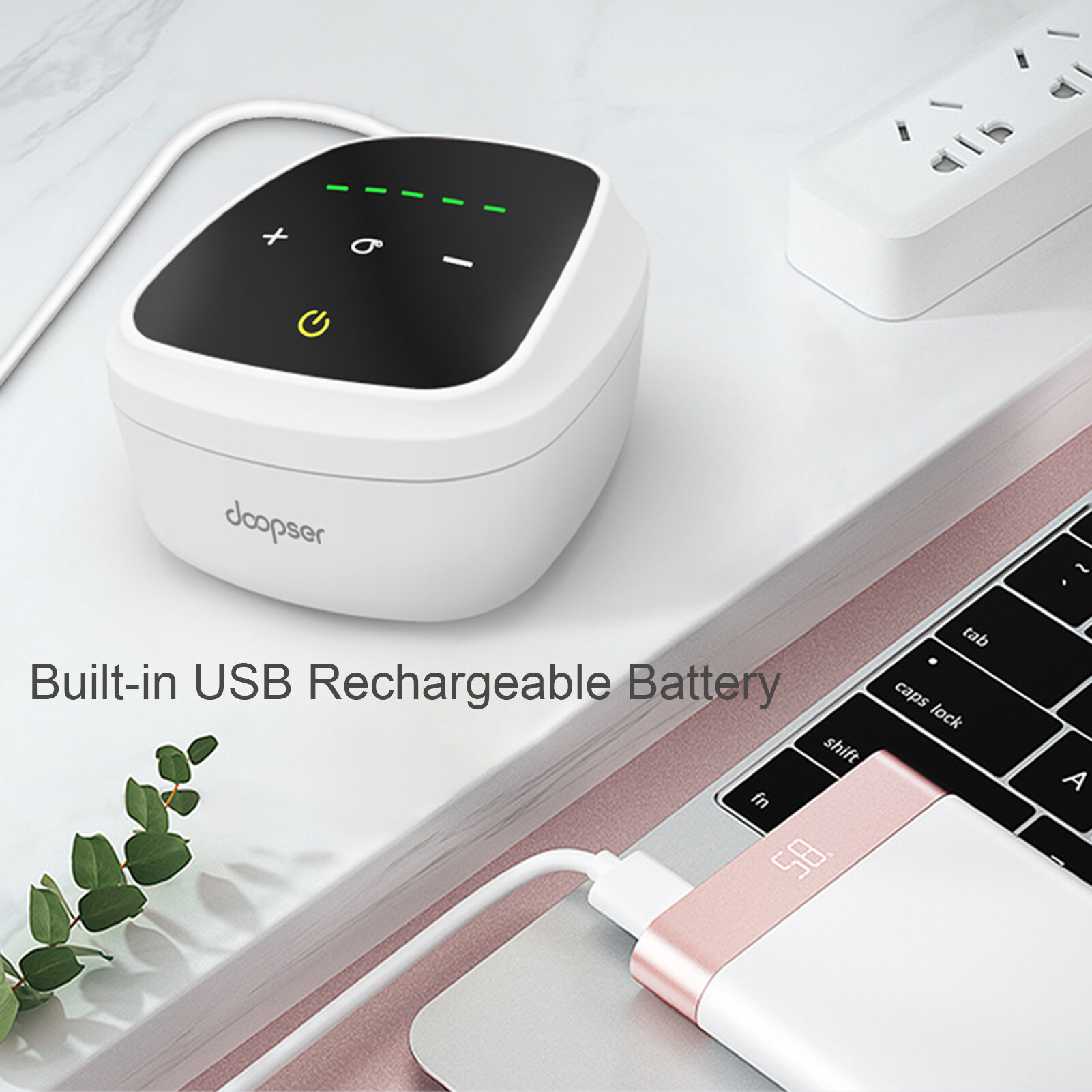 Doopser DSP-8003D Двойной электрический молокоотсос для грудного вскармливания Бесконтактный молокоотсос 2 режима и 5 уровней всасывания Низкий уровень шума Светодиодный дисплей с защитой от обратного потока Сенсорное уп