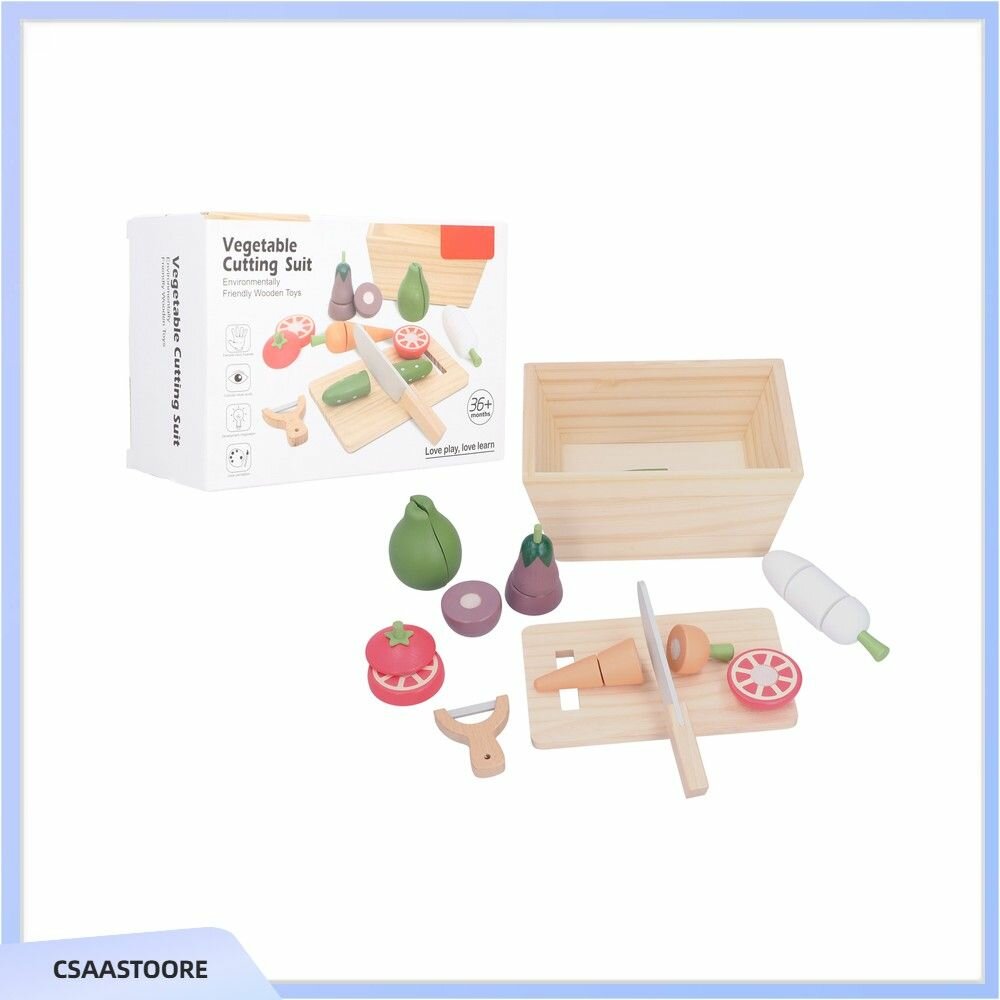Деревянный набор нарезки овощей/фруктов, корзина, ролевая игра, 3+