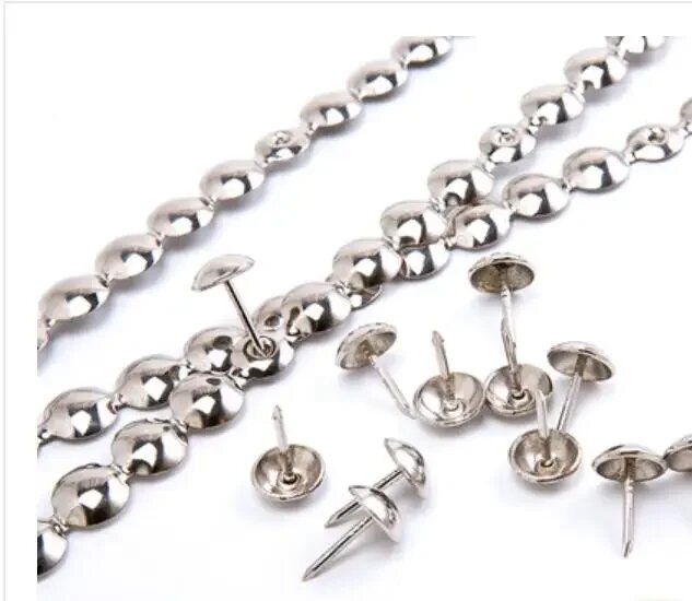 Мебельные гвозди-ленты бронзовые и серебряные 2 метра 9.5mm silver