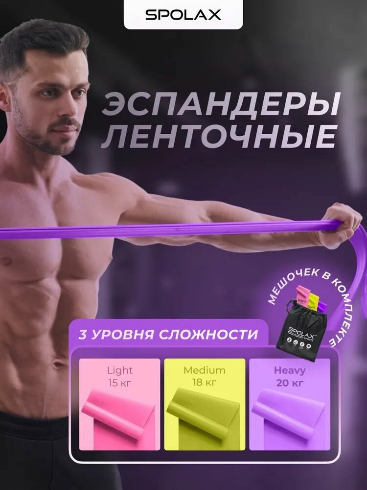 Резинки для фитнеса и йоги комплект из 3 шт, универсальный эспандер ленточный, спортивная лента для тренировки