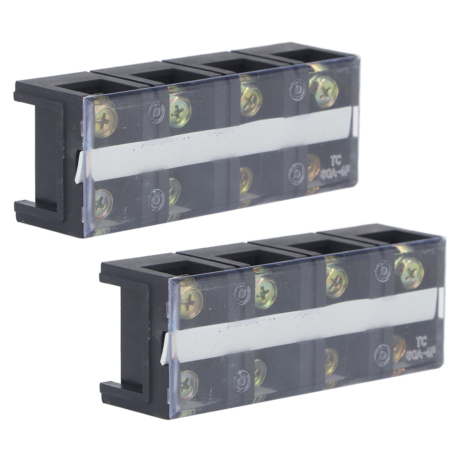 Клеммная колодка, двухрядная, сильноточная винтовая клеммная колодка с крышкой, 600 В, 60 А, 2 шт, 4 позиции (604)