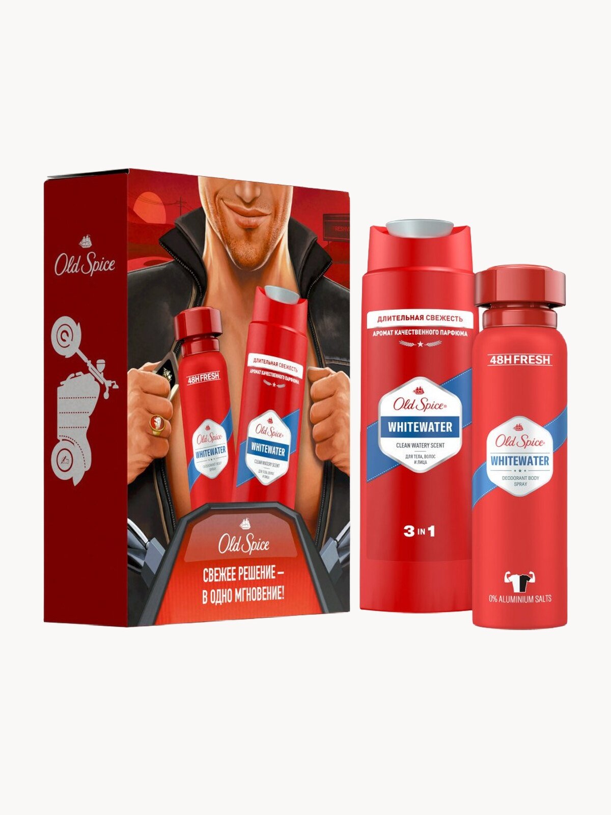 Подарочный набор мужской Old Spice Whitewater дезодорант-спрей 150мл и гель для душа 3в1 250мл