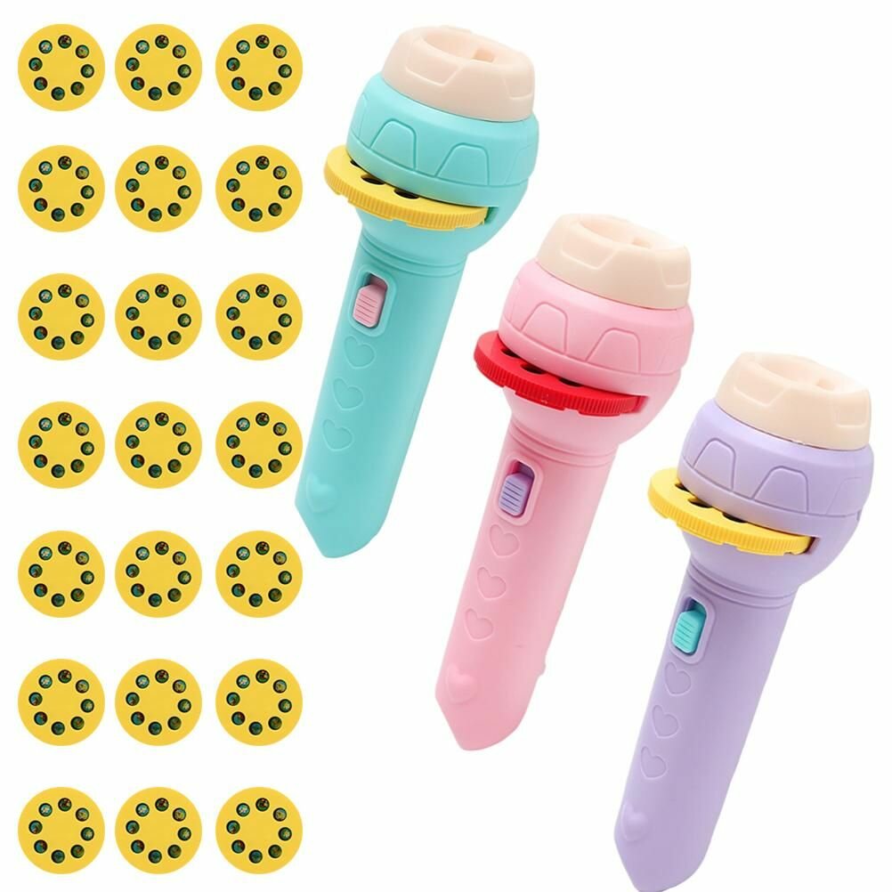 3 шт. проектор-фонарик со слайдами, лампа для историй, ночник, обучающий, для детей