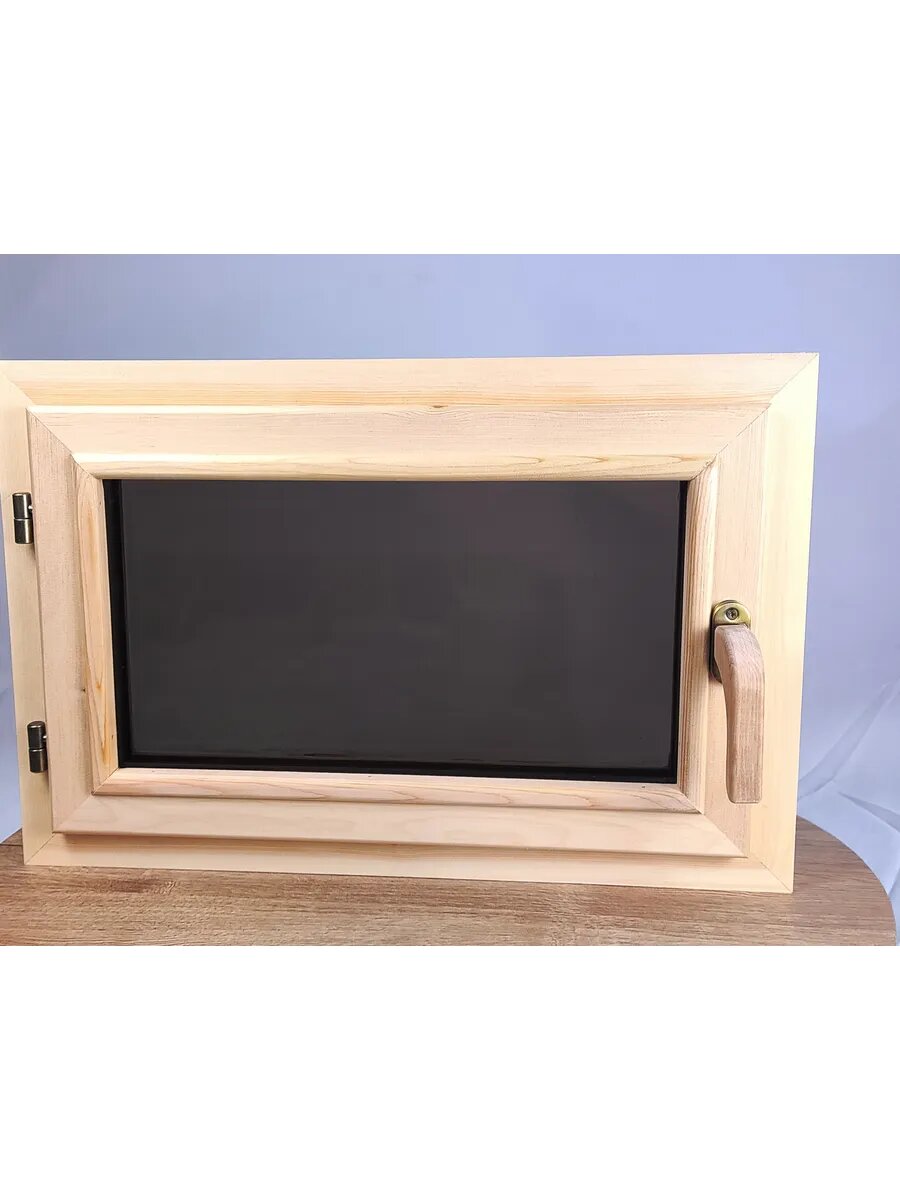 40х60 Окно из Кедра Премиум, левое открывание, двухкамерный закаленный стеклопакет для бани