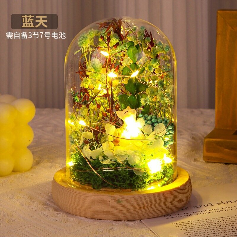 Сохраненные цветы DIY материалы стеклянная крышка ручная работа сухие цветы декор ночник новогодний подарок на день рождения командный строй салон