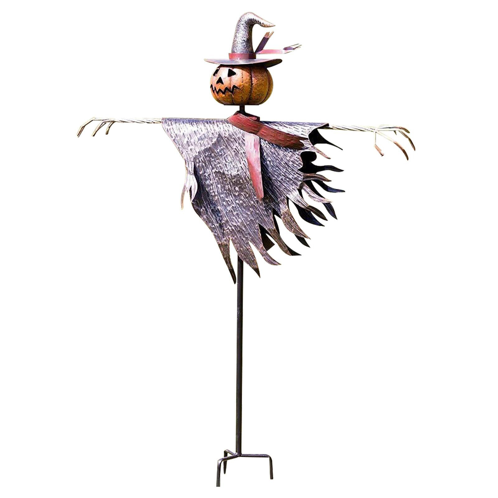 Хэллоуинское Пугало: Металл и Смола 90 см Уникальный Дизайн с Тыквенной Лампой - Прочный Садовый Декор Тщательная Проработка Деталей Тыквенная Лампа for Праздничное Украшение Двора и Подарок