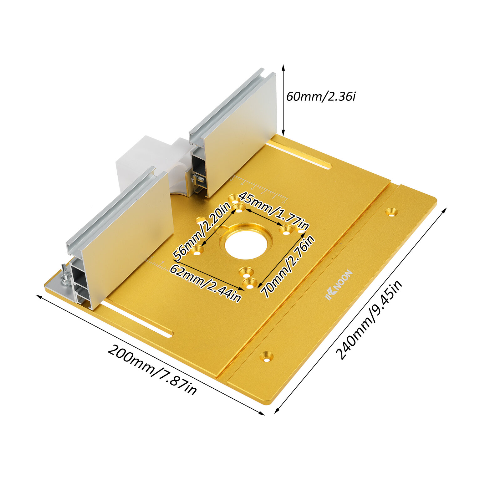 Алюминиевая монтажная пластина для фрезера с угловым упором, 3 шт, KKnoon