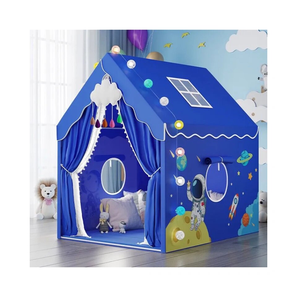 Детская игровая палатка, крытая детская палатка, кукольный домик для сна астронавта, Нет подушки сиденья，Тёмно-синий