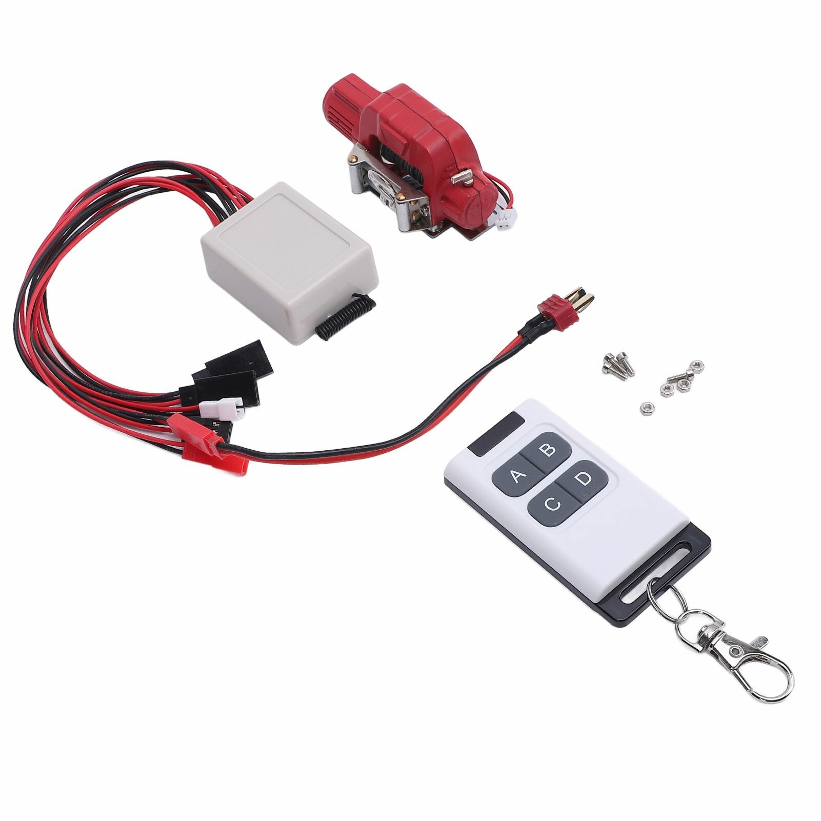 Лебедка для радиоуправляемой машины, имитация 1/10 масштаба радиоуправляемой модели гусеничной машины, металлическая лебедка с соединительным тросом и пультом дистанционного управления для Axial Red