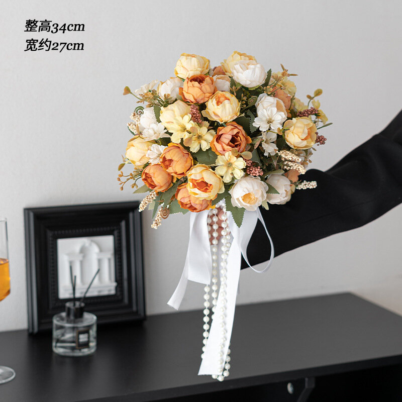 Европейский стиль легкой роскоши, высококачественные искусственные цветы, свадебный букет невесты, свидетельство о браке, ручные цветы, реалистичные цветы, декоративные аксессуары
