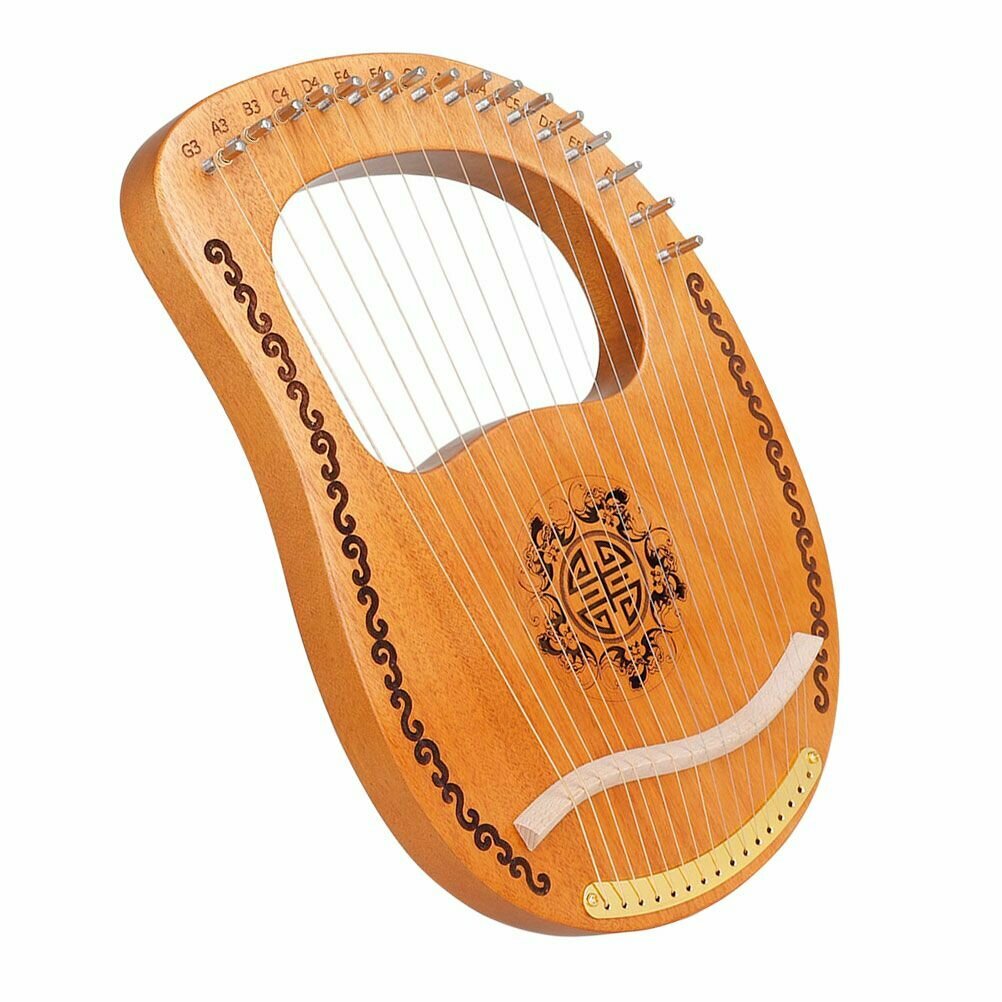 Начинающая деревянная арфа с 16 струнами из металла оранжевого цвета для обучения игре