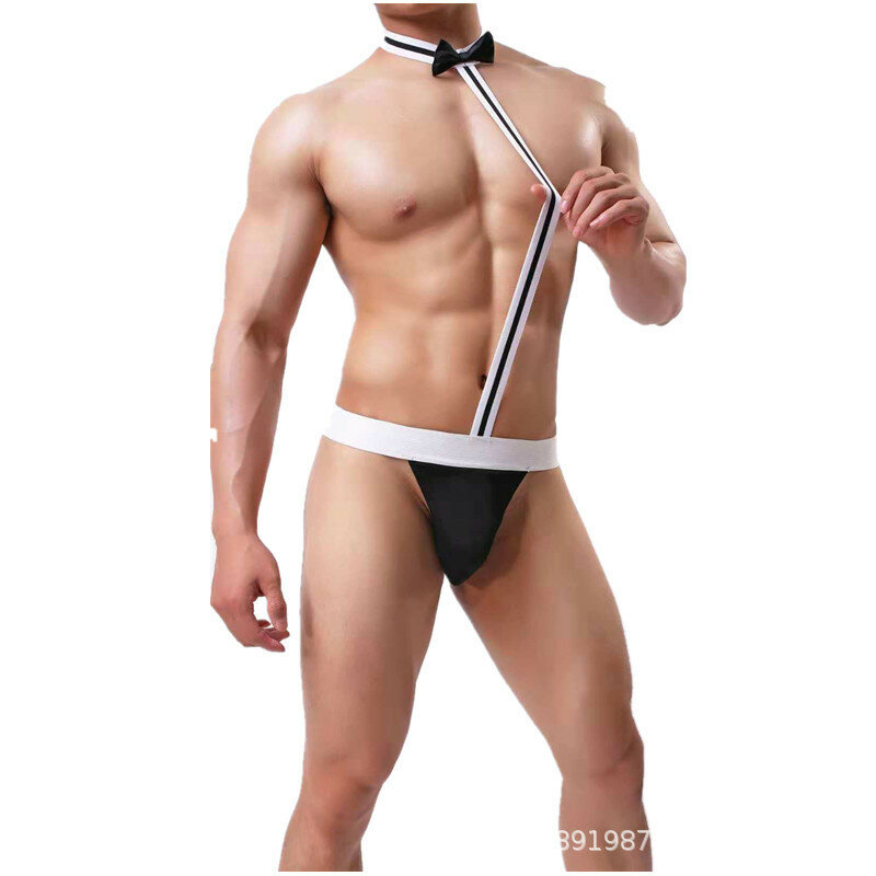 Сексуальный мужской боди, нижнее белье, боди с бантиком, обтягивающий боди-стринги.