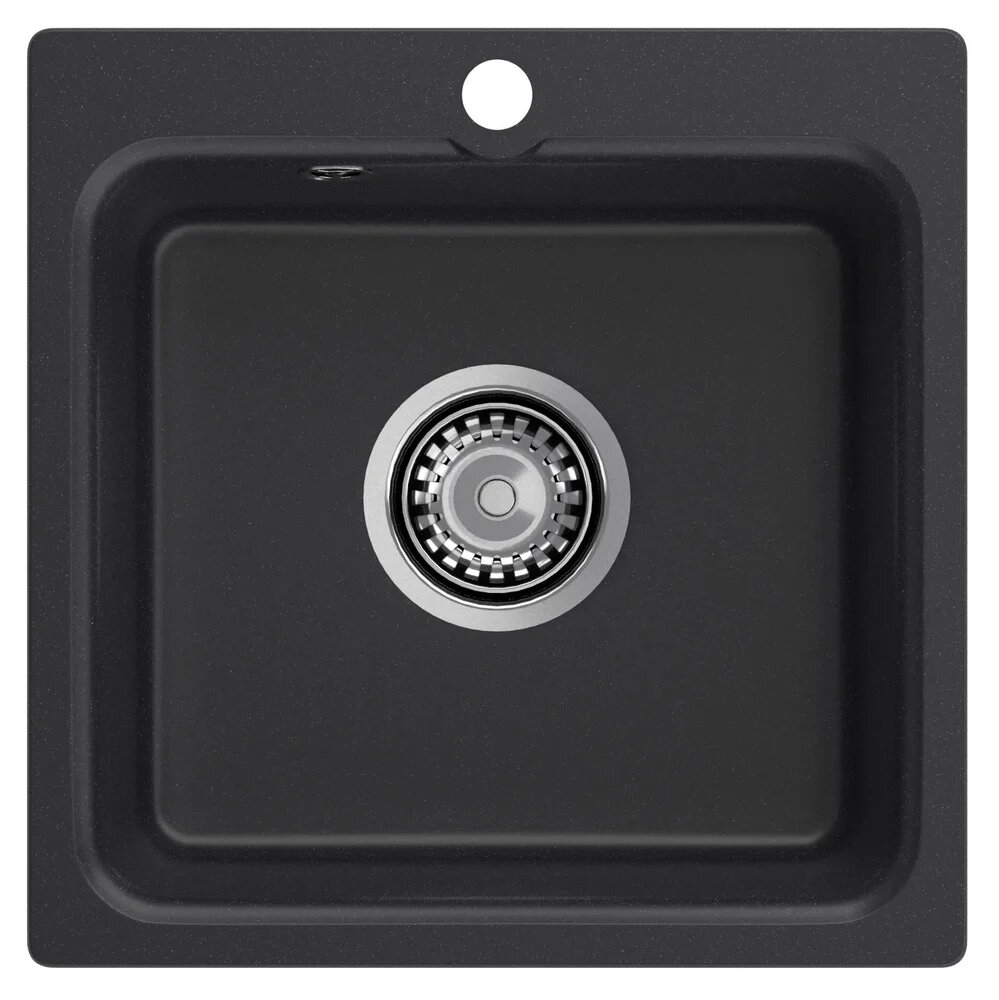 Мойка кухонная Reflexion Base RX0743BL 43x43, мойка для кухни, кварцевая, квадратная, матовая, черная
