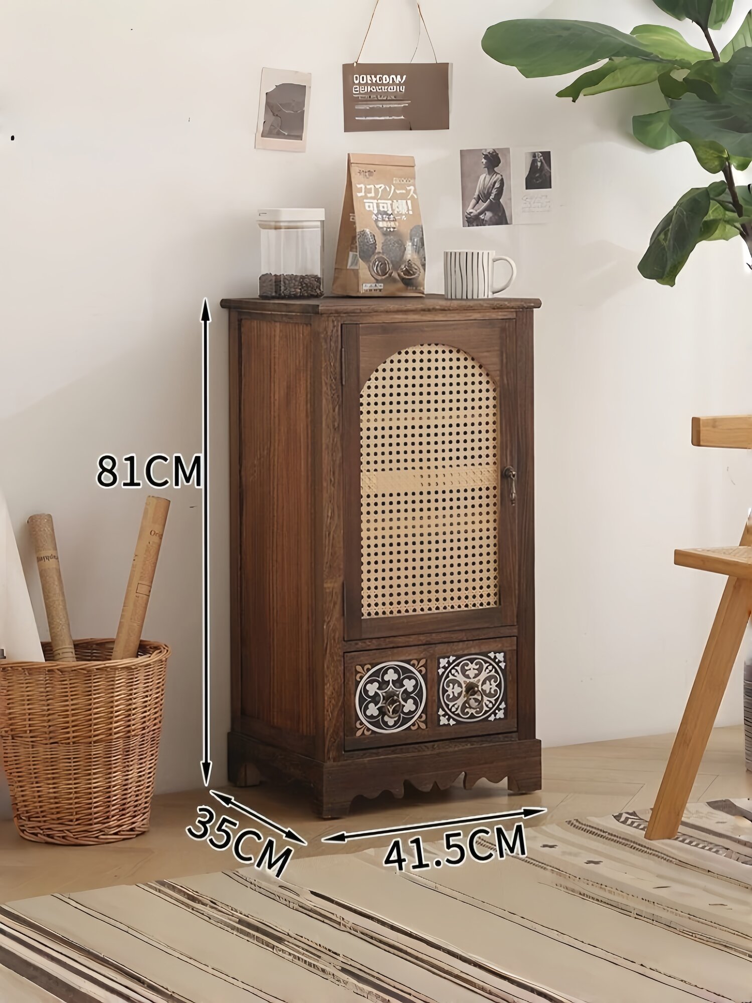 Комод-секретер , винтажная вставка, коричневый, 2 выдвижных ящика