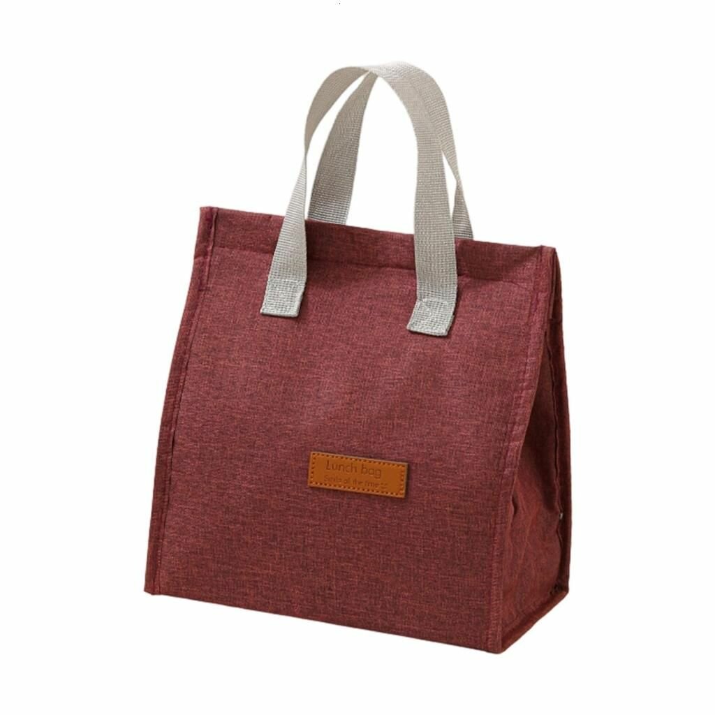 Изолированный мешок для еды, большой объем, ручной ланчбокс для школы и работы, Бургундский