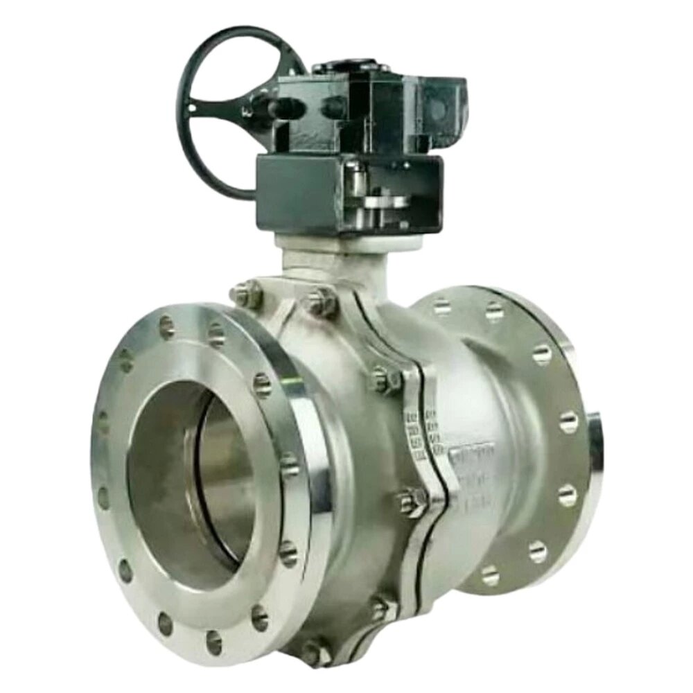 Кран шаровой DN.ru 316-316-PTFE-F-ISO-R Ду250 Ру16 полнопроходной двухходовой, нержавеющая сталь 316, фланцевый, уплотнение - PTFE, 27х27, F12/F14, с редуктором