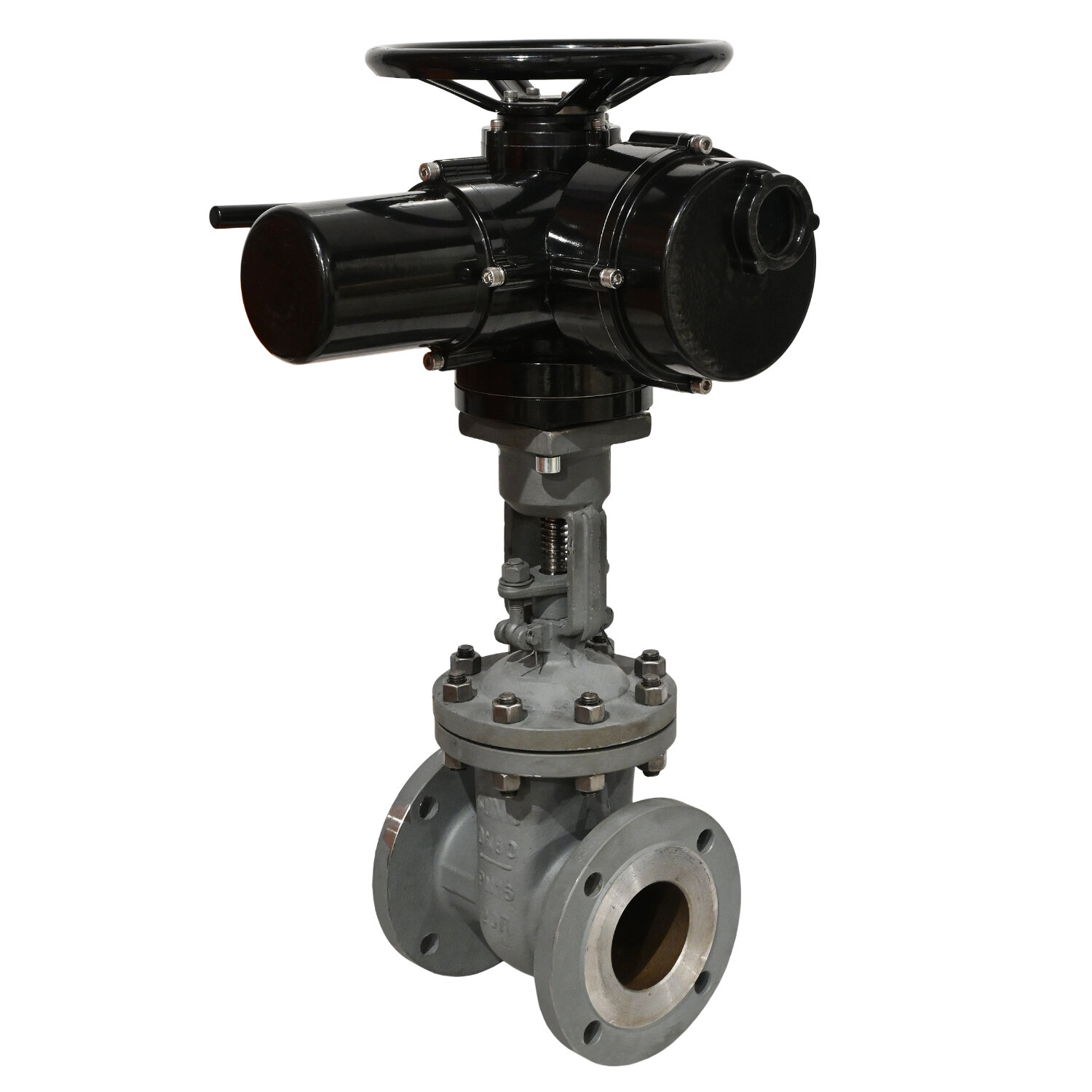 Задвижка клиновая 30с941нж DN.ru WCB-WCB-M-2W-F-ОСТ Ду100 Ру16 фланцевая, клин углеродистая сталь WCB, шпиндель выдвижной, корпус углеродистая сталь WCB, уплотнение металл, с ОСТ-фланцем, круглым штоком GAIR, с DN. ru VGD-010 220В пятикулачковым