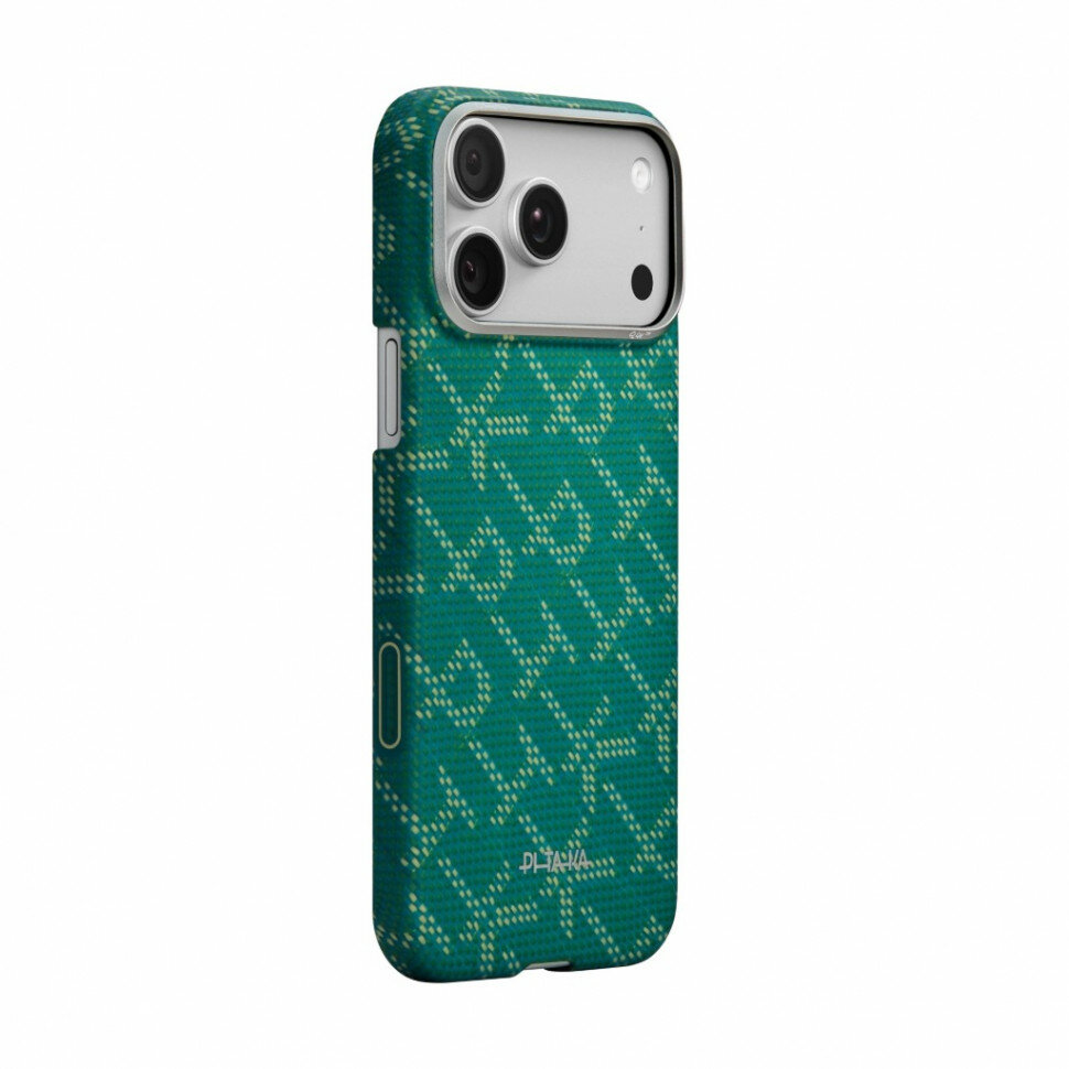 Чехол Pitaka PTK Monogram для iPhone 17 Pro, Gold Green, кевлар, NEW 2025