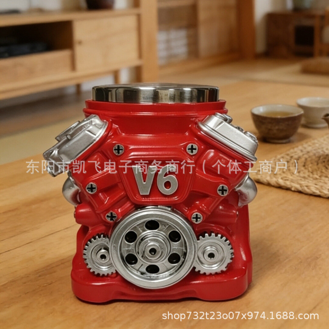 Кросс-бордерный новый продукт V8 двигатель, кружка из нержавеющей стали 3D, кофейная чашка из смолы V6 двигатель