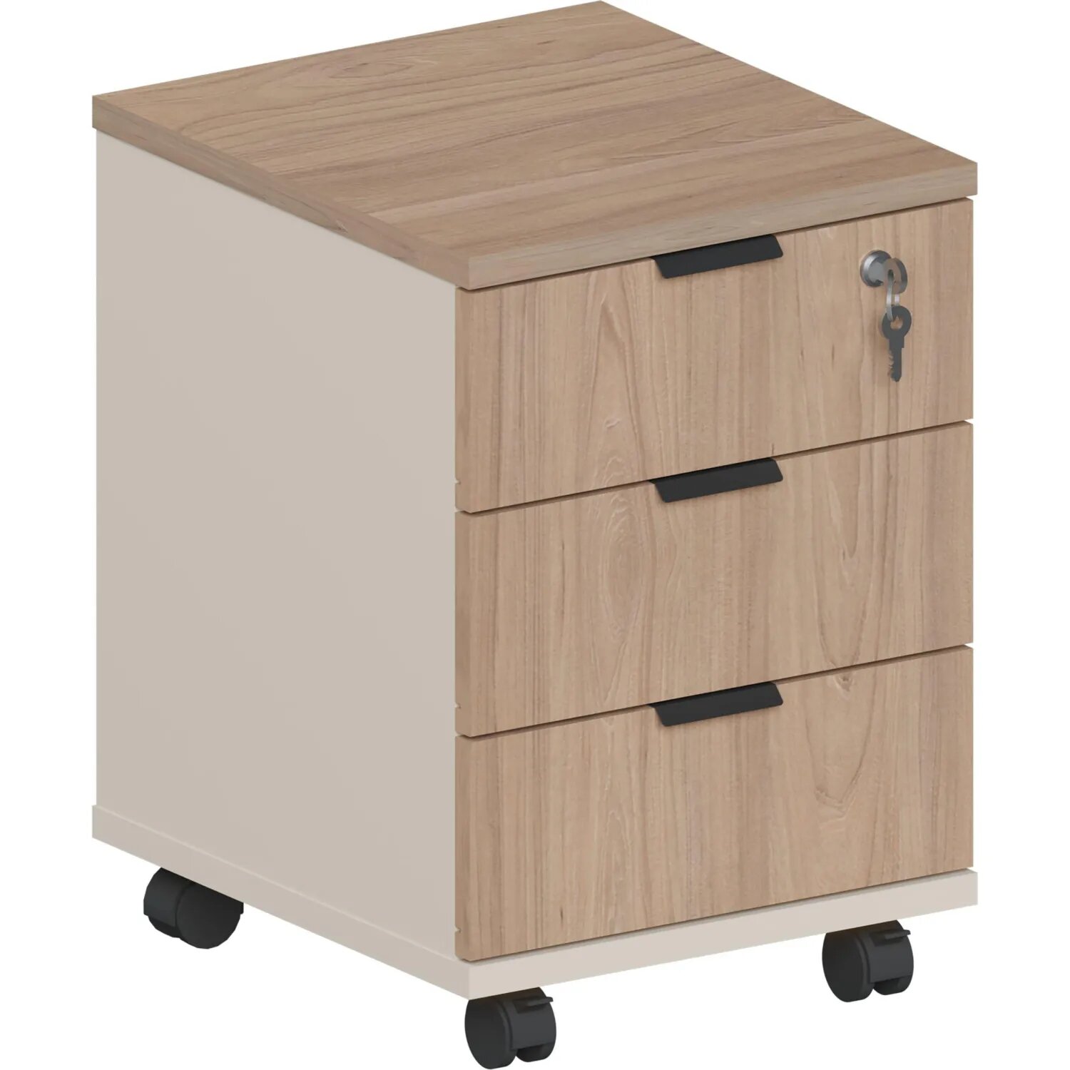Тумба мобильная Комус Мебель Easy One 3ящ подкатн. Вяз Шв/Кшм (250317)