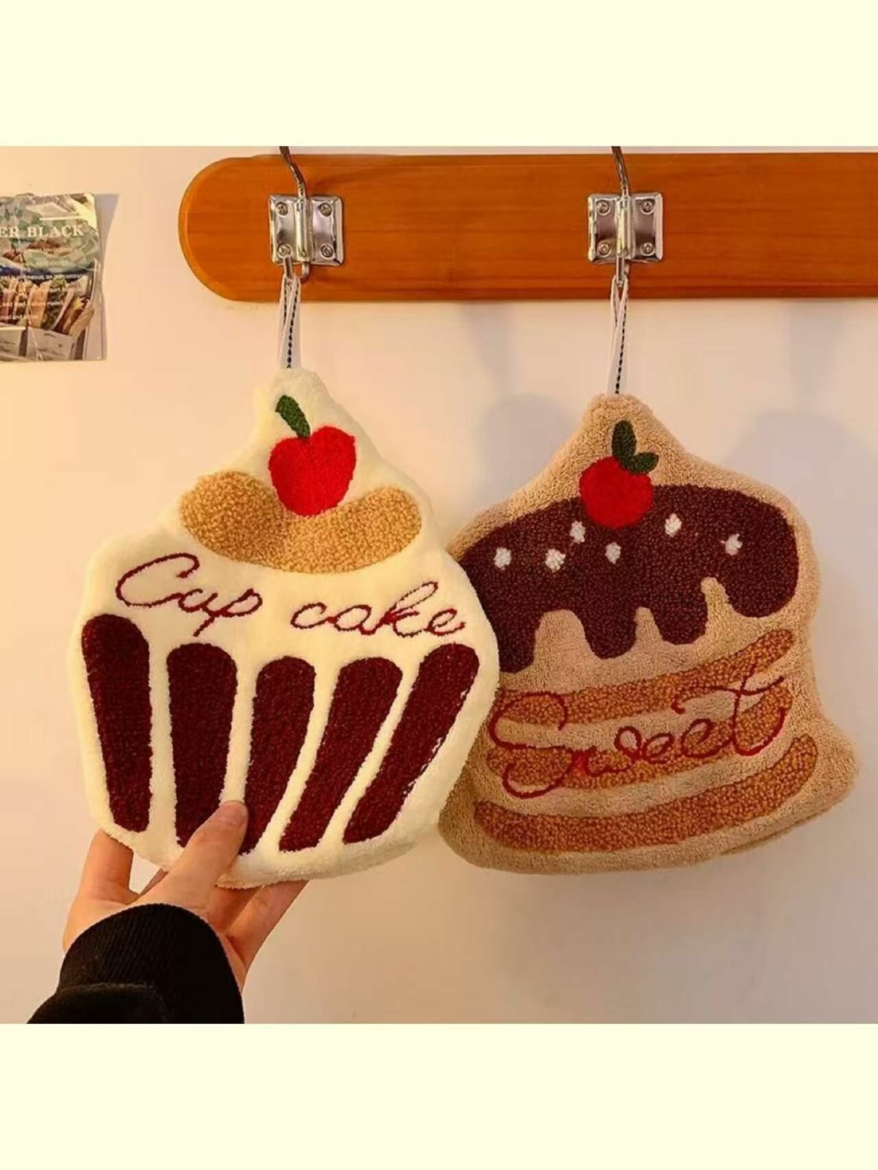 Рушник для рук "Торт" из коралловой мехи, подвесной, аккумулирует воду, мягкий