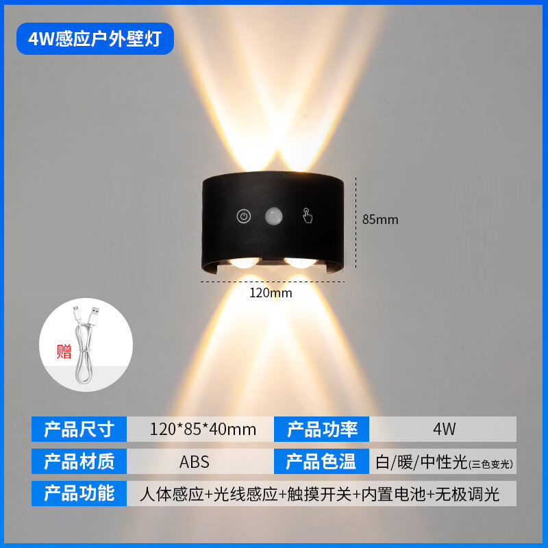 Индукционная настенная лампа с зарядкой через границу, магнитная лампа, беспроводная настенная лампа, без проводов, без сверления, ночник для спальни, индукционная лампа