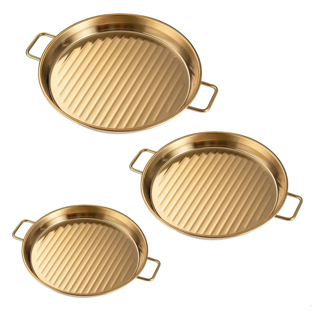 Металлическая тарелка для закусок с ручкой, Gold