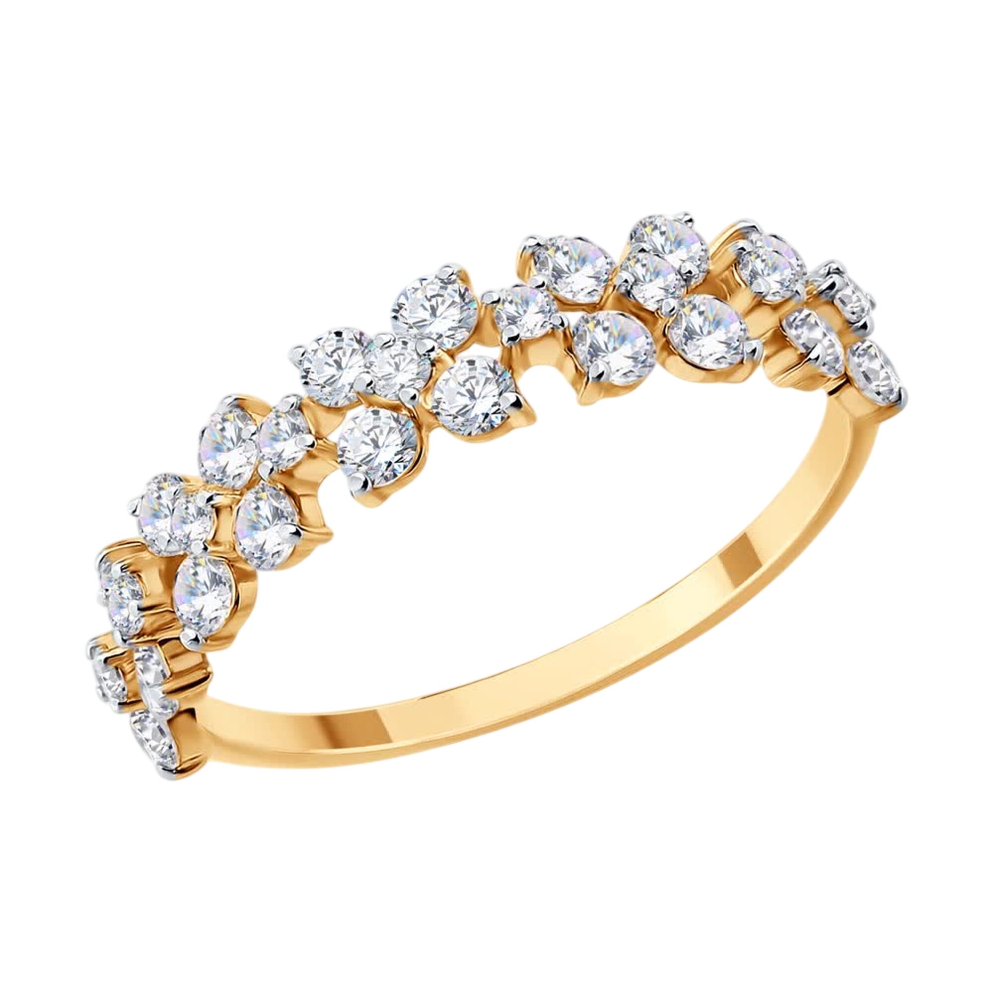 Кольцо Diamant online, красное золото, 585 проба, фианит