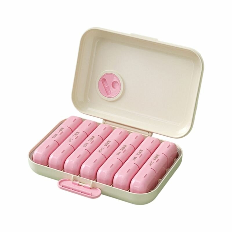 Коробка для хранения дозатора семь дней в неделю-молочно-желтый порошок-21 сетка