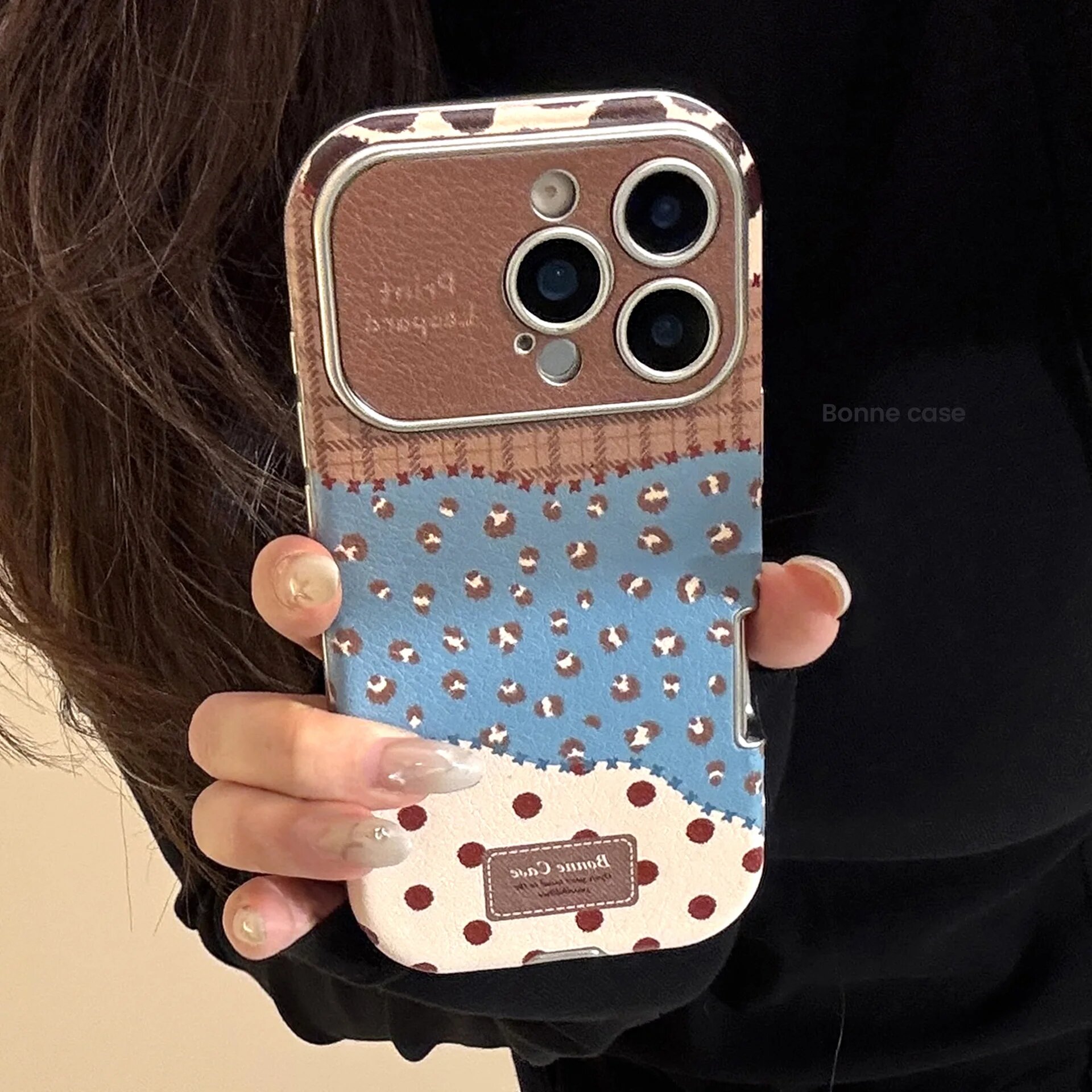 Кожаный чехол для телефона в шоколадную клетку с леопардовым принтом для iPhone 17, 16, 15, 14, 13, 12 Pro Max, милый чехол с мультяшным рисунком