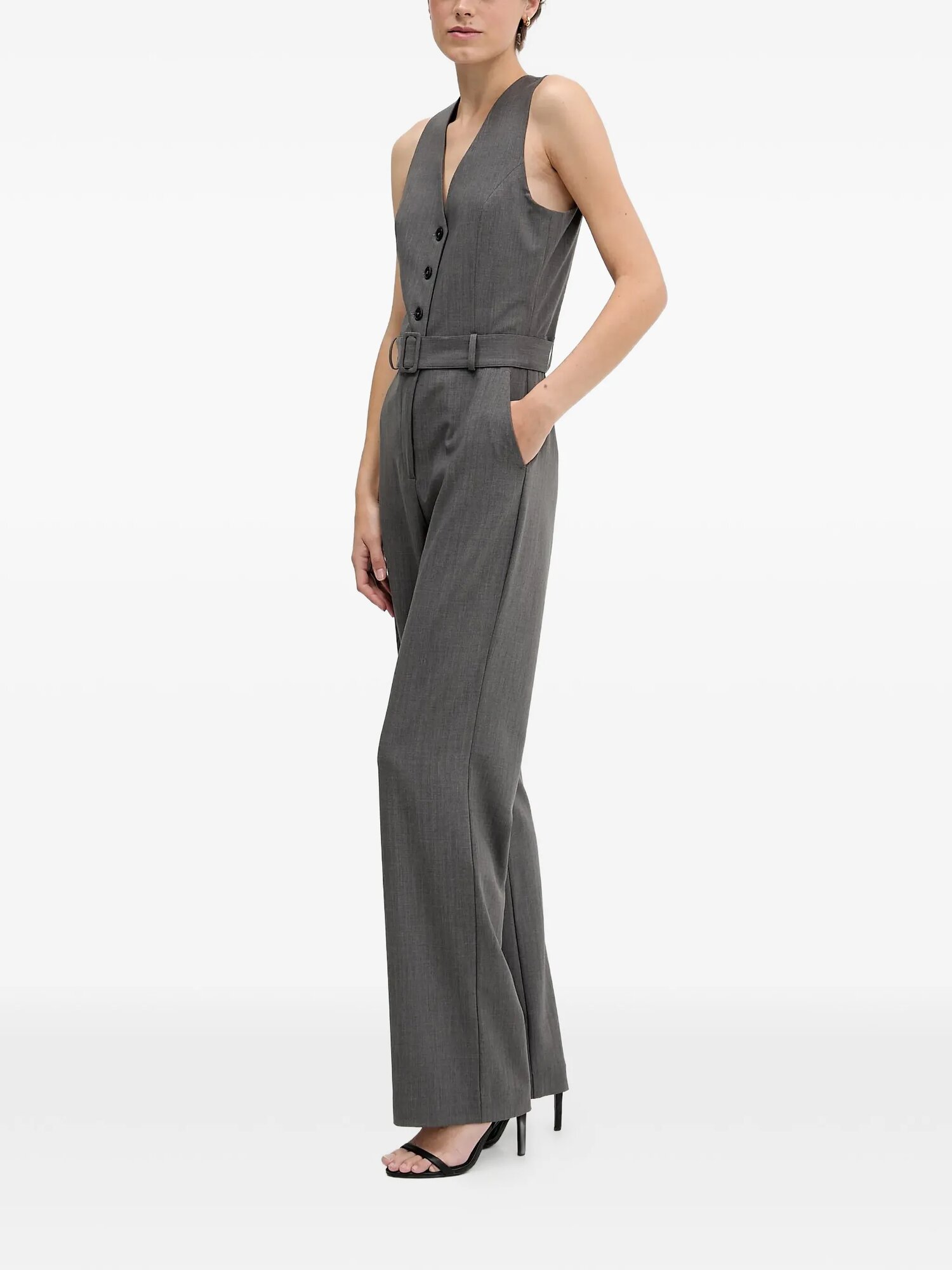 Комбинезон Sisley Belted buttoned jumpsuit, размер 38, grey — фото 1