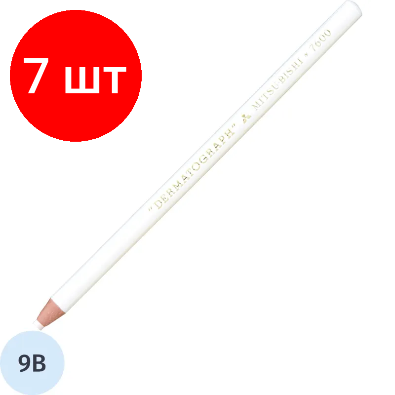 Комплект 7 штук, Карандаш восковый DERMATOGRAPH P-7600, белый, 1.0-4.4мм NEW 161788