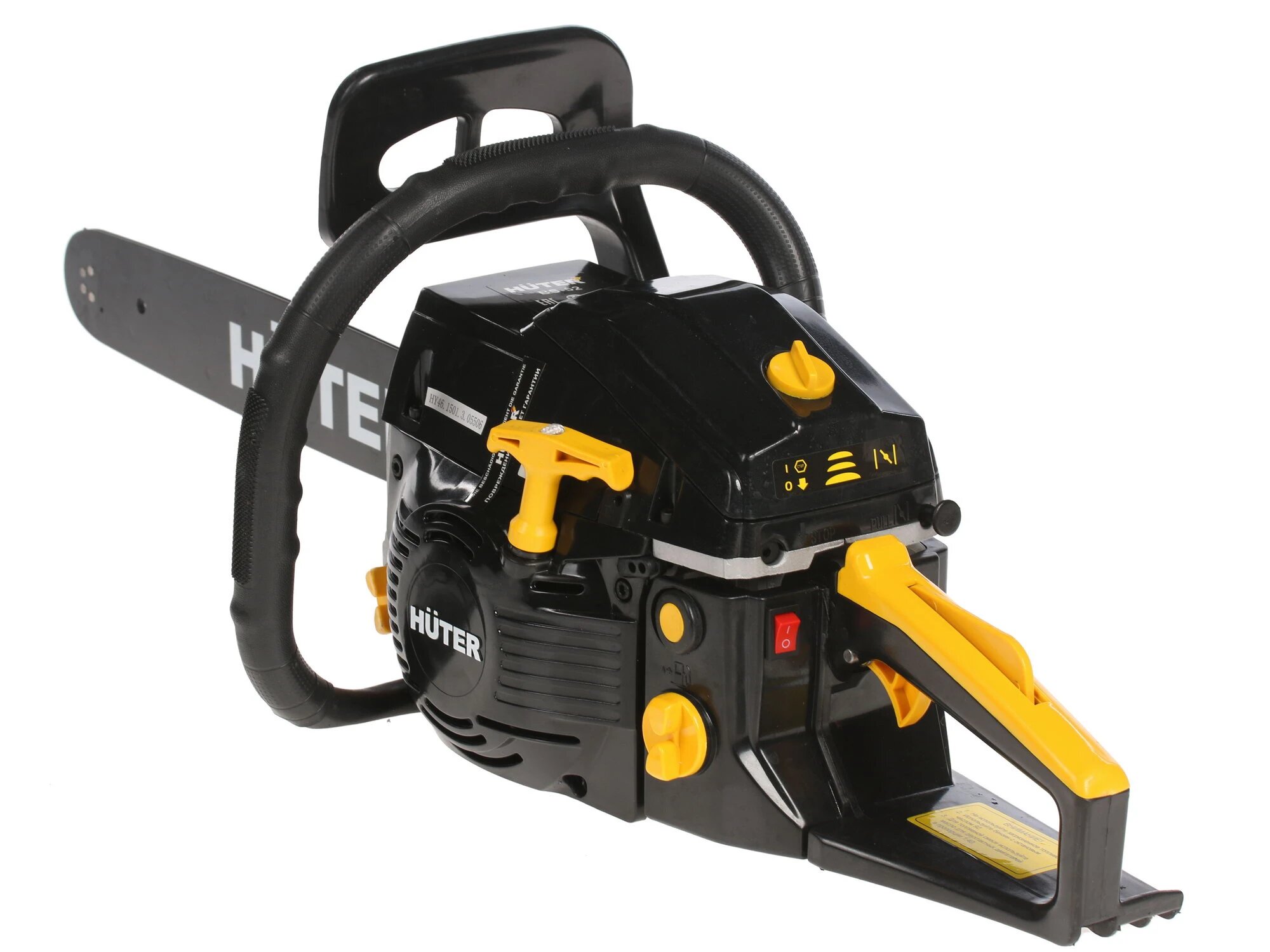 Пила цепная бензиновая Huter BS-52, желтый/черный, мощность 2800 Вт