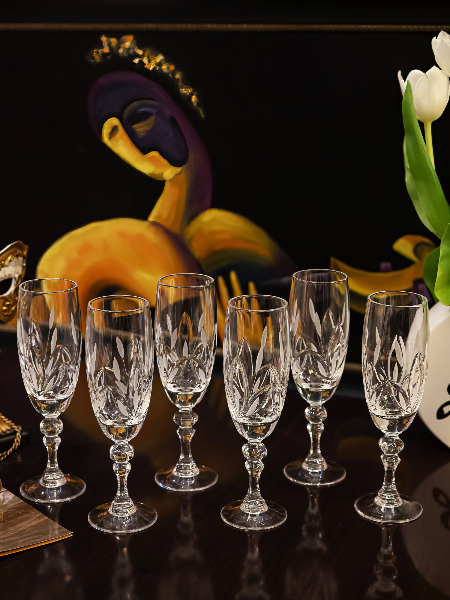 Хрустальные бокалы для шампанского, вина 200 мл. набор 6 шт. Неман 900/42, 6701/200гр